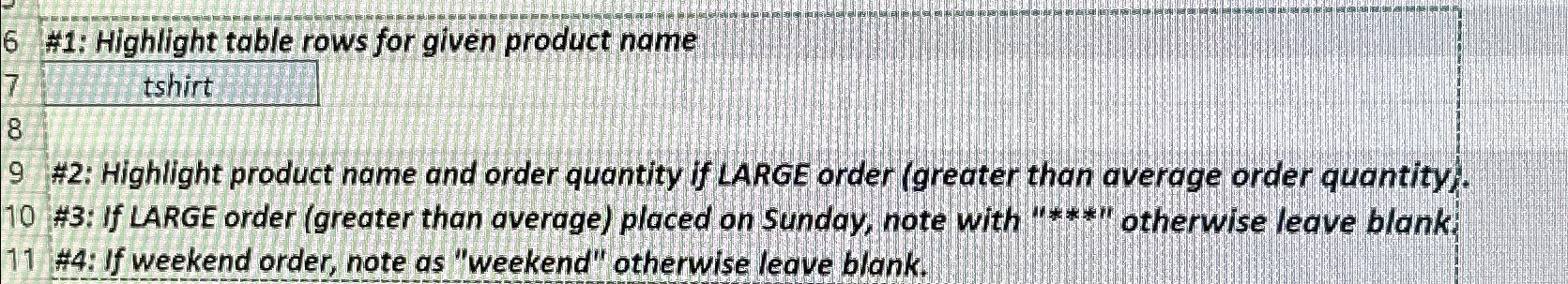 Solved #1: Highlight table rows for given product | Chegg.com
