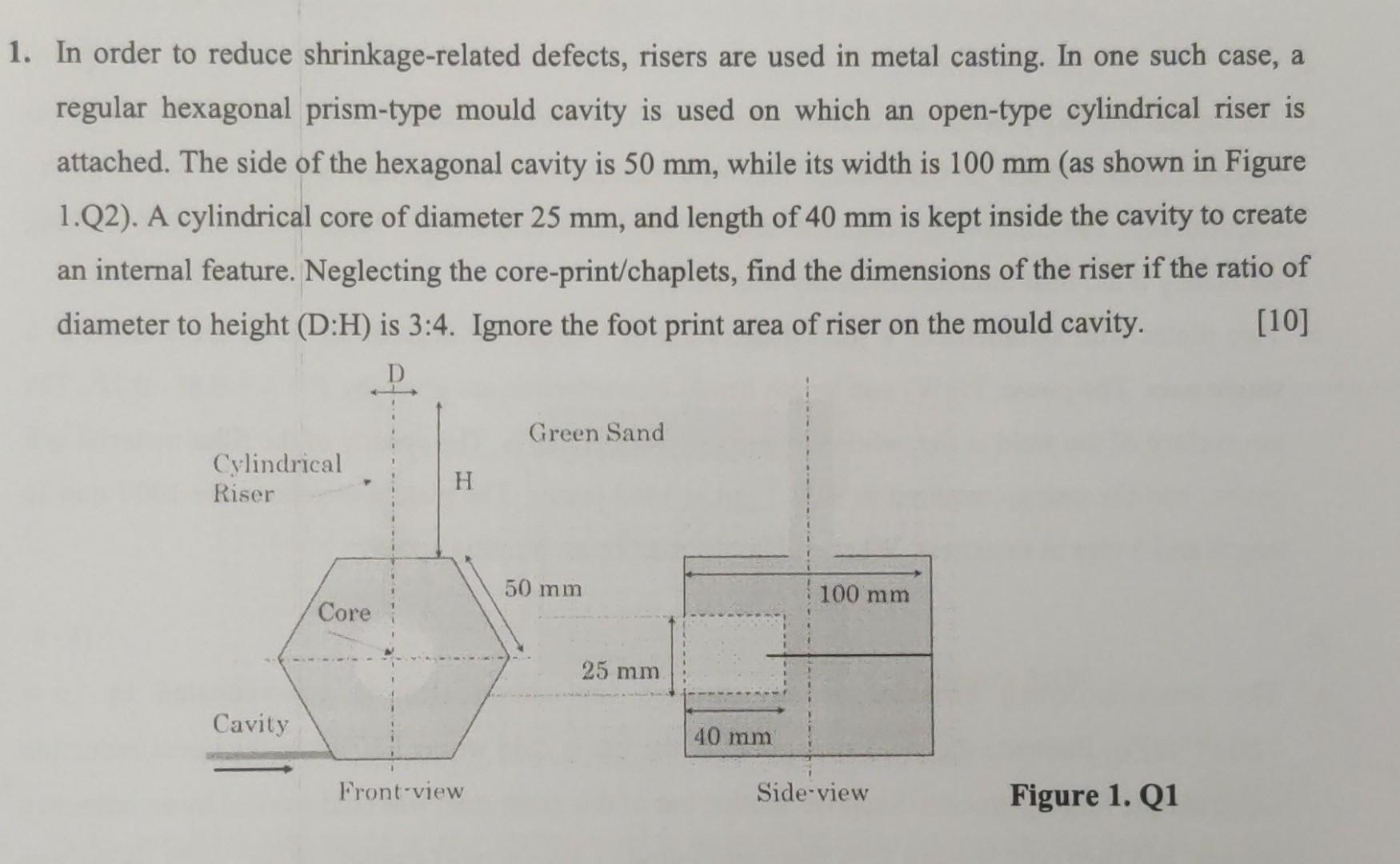Solved 1. In order to reduce shrinkage-related defects, | Chegg.com