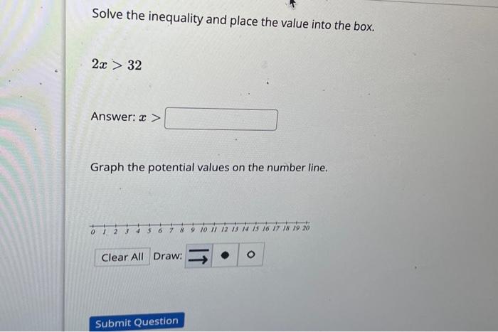 Solved Solve the inequality and place the value into the | Chegg.com