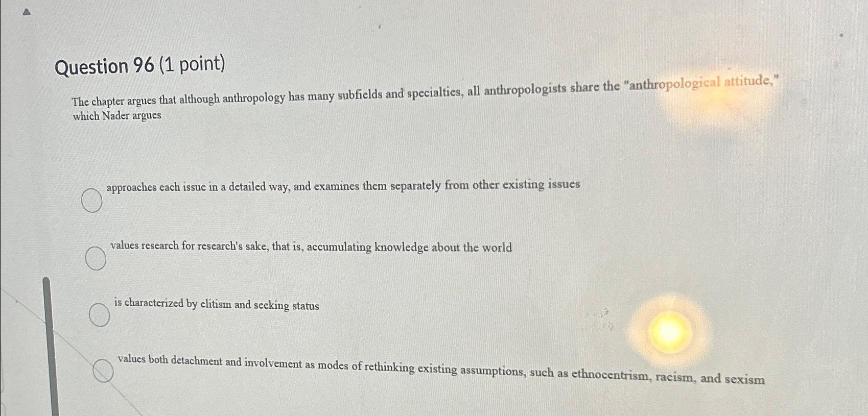 Solved Question 96 (1 ﻿point)The chapter argues that | Chegg.com