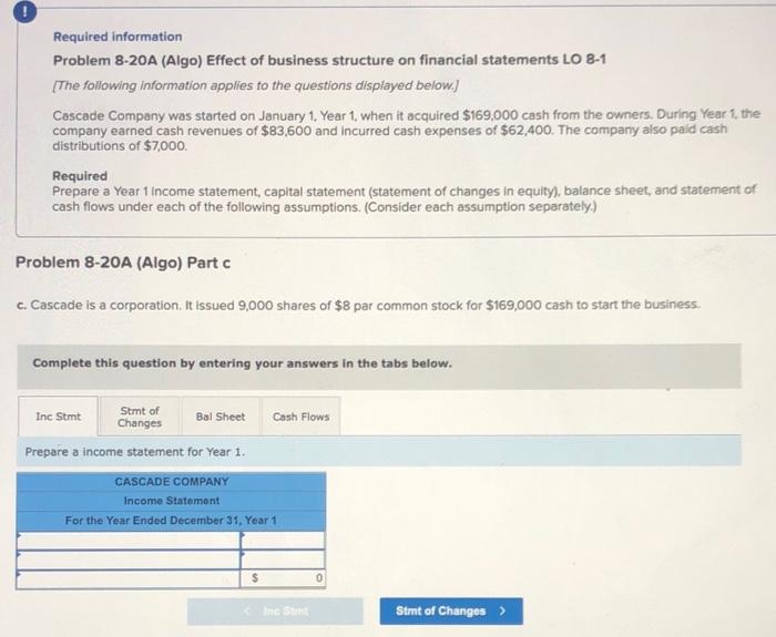 Solved Required information Problem 8-20A (Algo) Effect of | Chegg.com