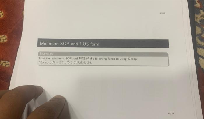 Solved Minimum SOP and POS form Eample Find the minimum SOP | Chegg.com