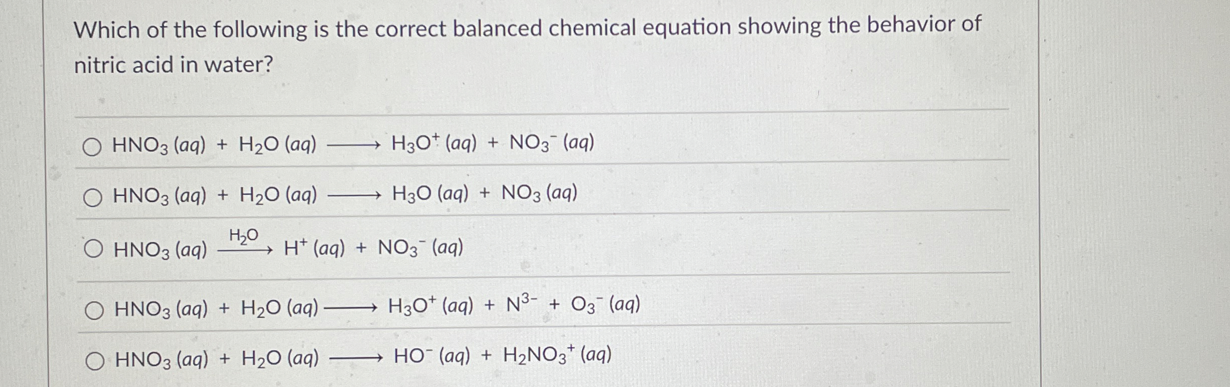 Solved Which of the following is the correct balanced | Chegg.com