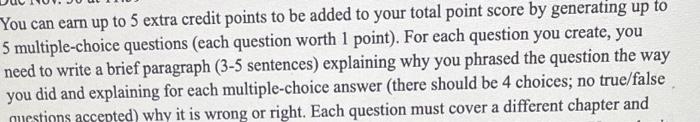 Solved You can earn up to 5 extra credit points to be added | Chegg.com