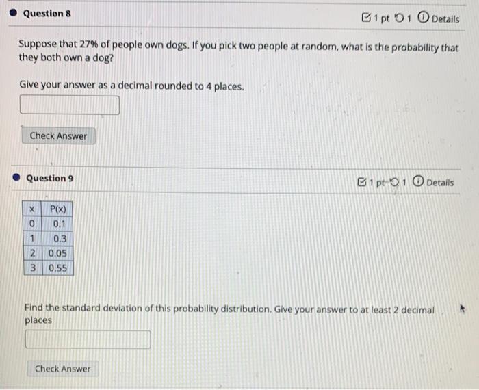 Solved Suppose that 27% of people own dogs. If you pick two | Chegg.com