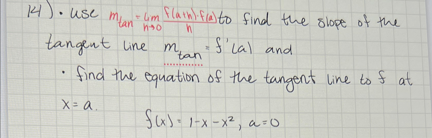 Solved tangent line mtan=f'(a) ﻿andfind the equation of the | Chegg.com