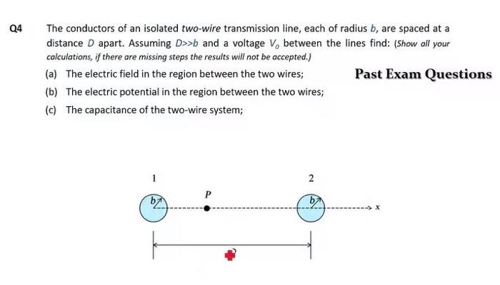 Solved The conductors of an isolated two-wire transmission | Chegg.com