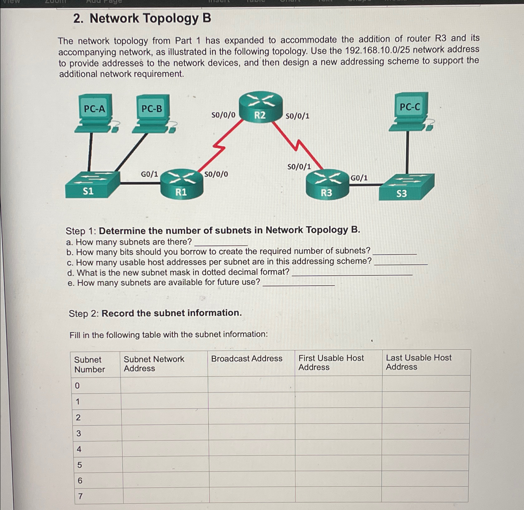 Solved Network Topology BThe network topology from Part 1 | Chegg.com