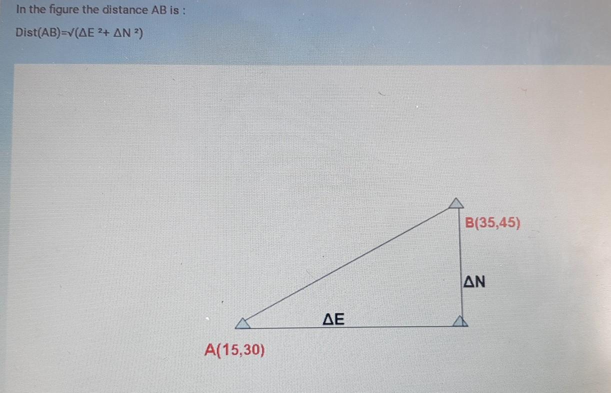 Solved In the figure the distance AB is : Dist(AB)=V(AE 2+ | Chegg.com