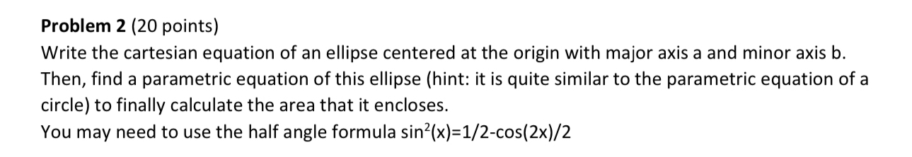 Solved Problem 2 (20 points)Write the cartesian equation of | Chegg.com Solved Problem 2 (20 points)Write the cartesian equation of | Chegg.com