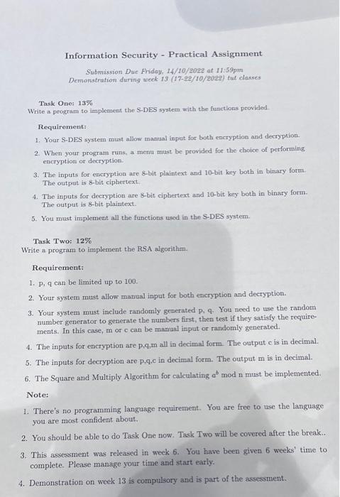 Solved Information Security - Practical Assignment | Chegg.com