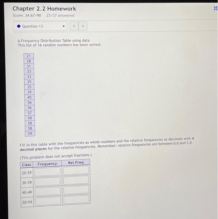 Solved Chapter 2.2 Homework. Score: 34.67/90 25/37 answered | Chegg.com