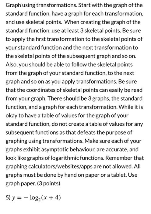Solved Graph using transformations. Start with the graph of | Chegg.com