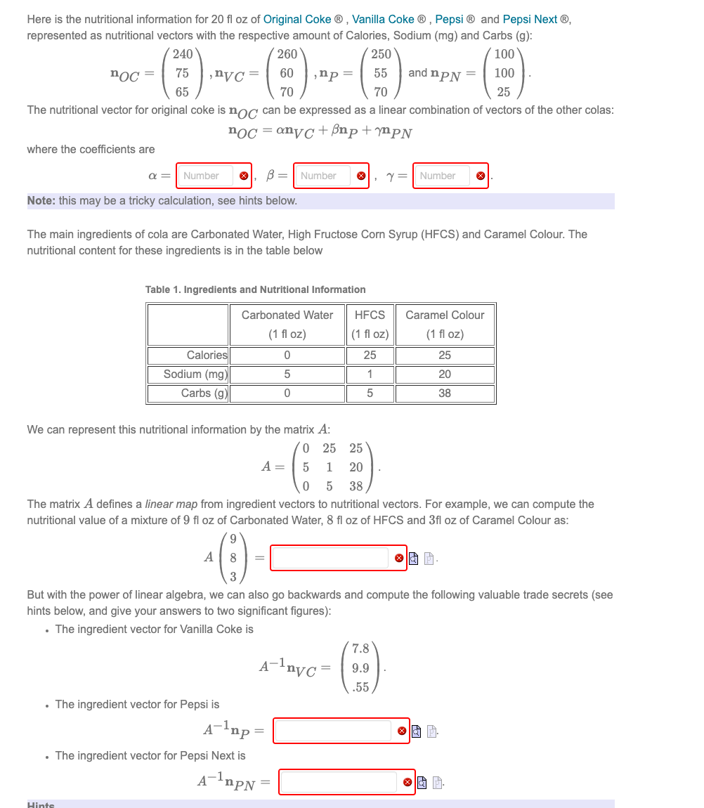 Solved Here is the nutritional information for 20 ﻿fl oz of | Chegg.com
