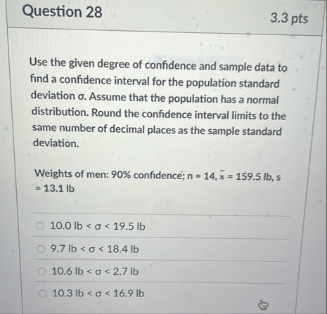 Solved Question 283.3 ﻿ptsUse the given degree of confidence | Chegg.com