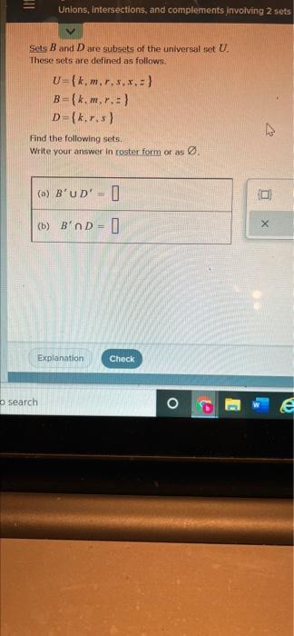 Solved = Unions, Intersections, and complements involving 2 | Chegg.com