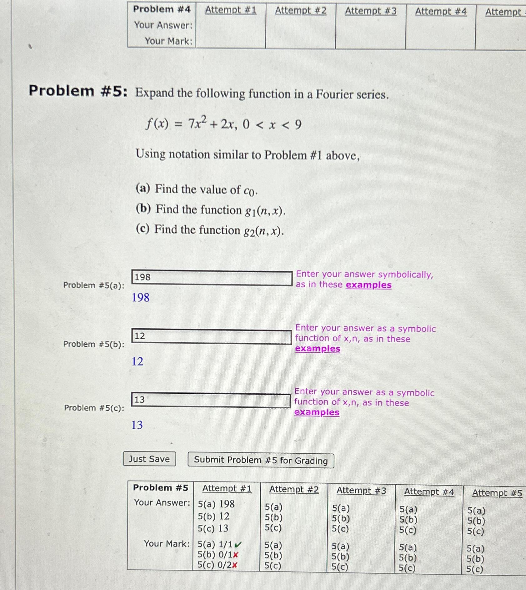 Solved \table[[\table[[Problem #4],[Your Answer:],[Your | Chegg.com