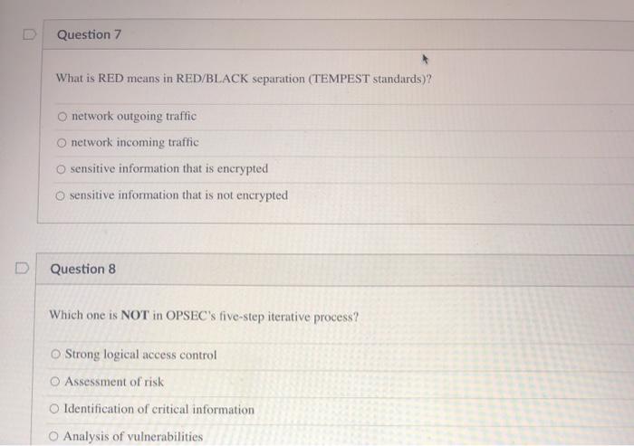 Solved Question 7 What is RED means in RED/BLACK separation | Chegg.com