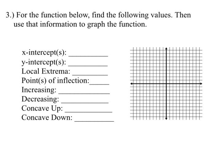 Solved 3.) For the function below, find the following | Chegg.com