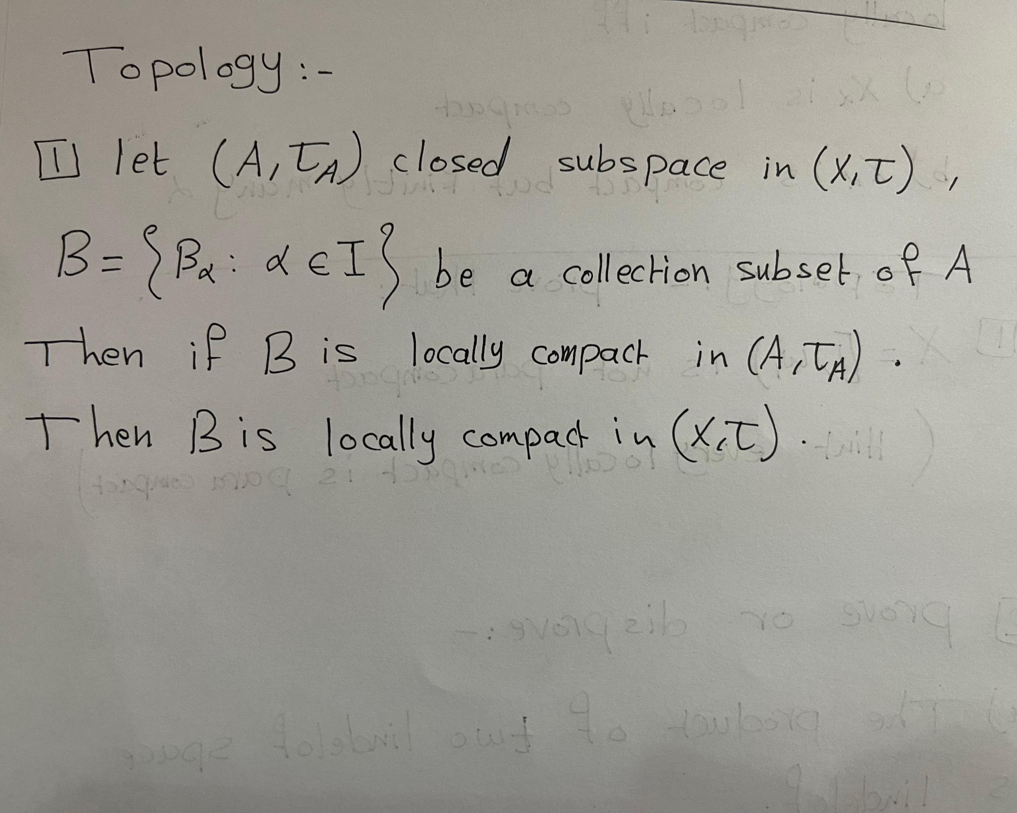 Solved Topology:-[1] ﻿let (A,τA) ﻿closed subspace in | Chegg.com
