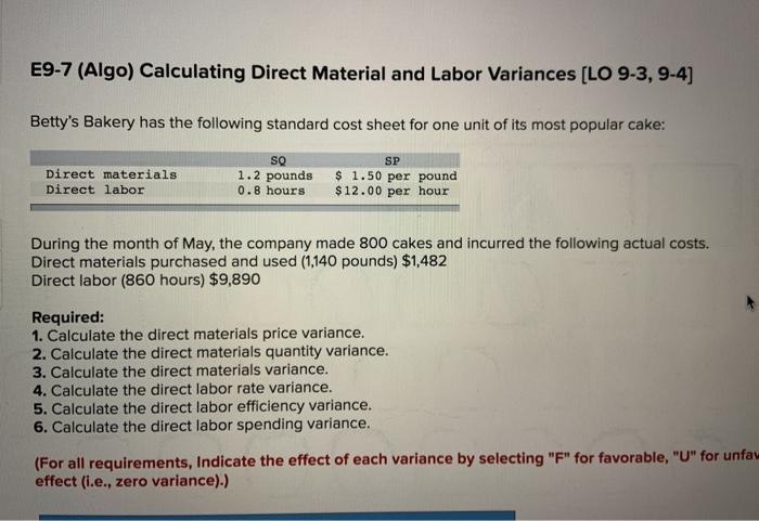 Solved E9-7 (Algo) Calculating Direct Material and Labor | Chegg.com