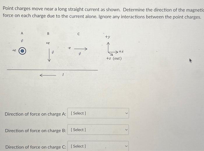 Solved Point charges move near a long straight current as | Chegg.com