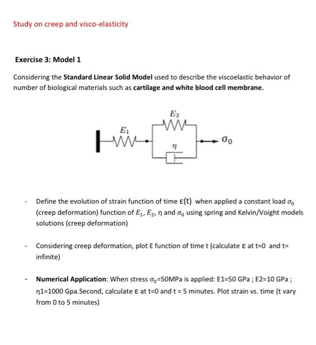 Solved Study on creep and visco-elasticity Exercise 3: Model | Chegg.com