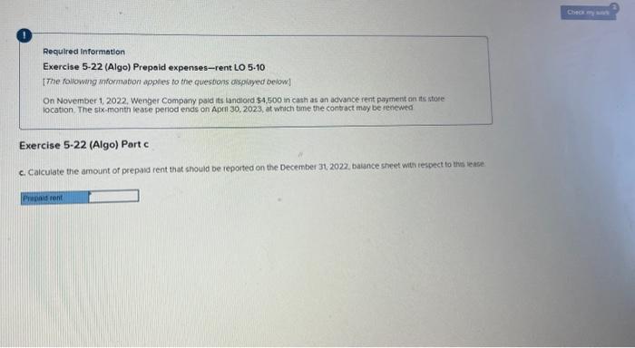 Solved Requlred information Exercise 5-22 (Algo) Prepaid | Chegg.com