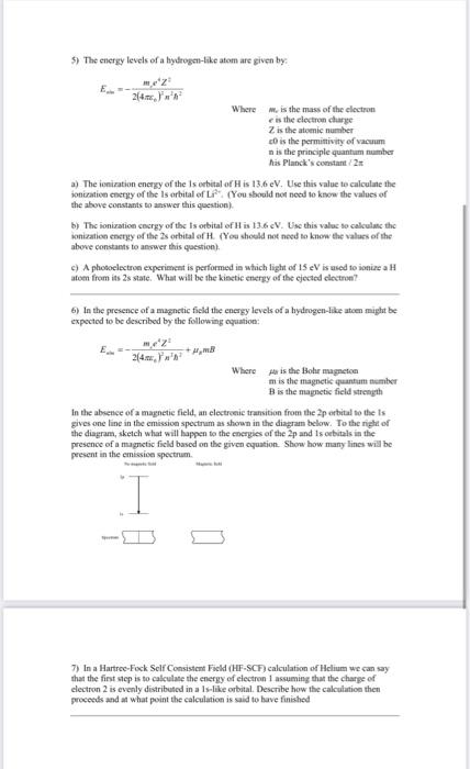 1) Give the n and 1 values for the following orbital | Chegg.com