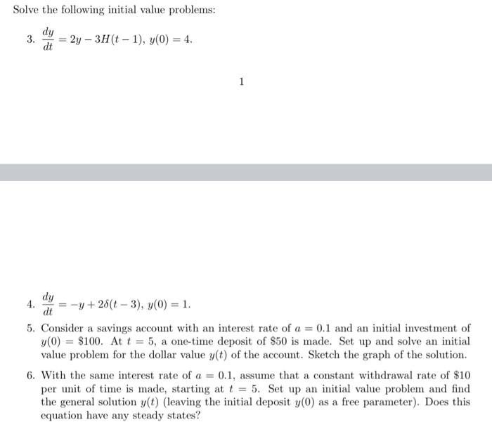 Solved Solve the following initial value problems: 3. | Chegg.com