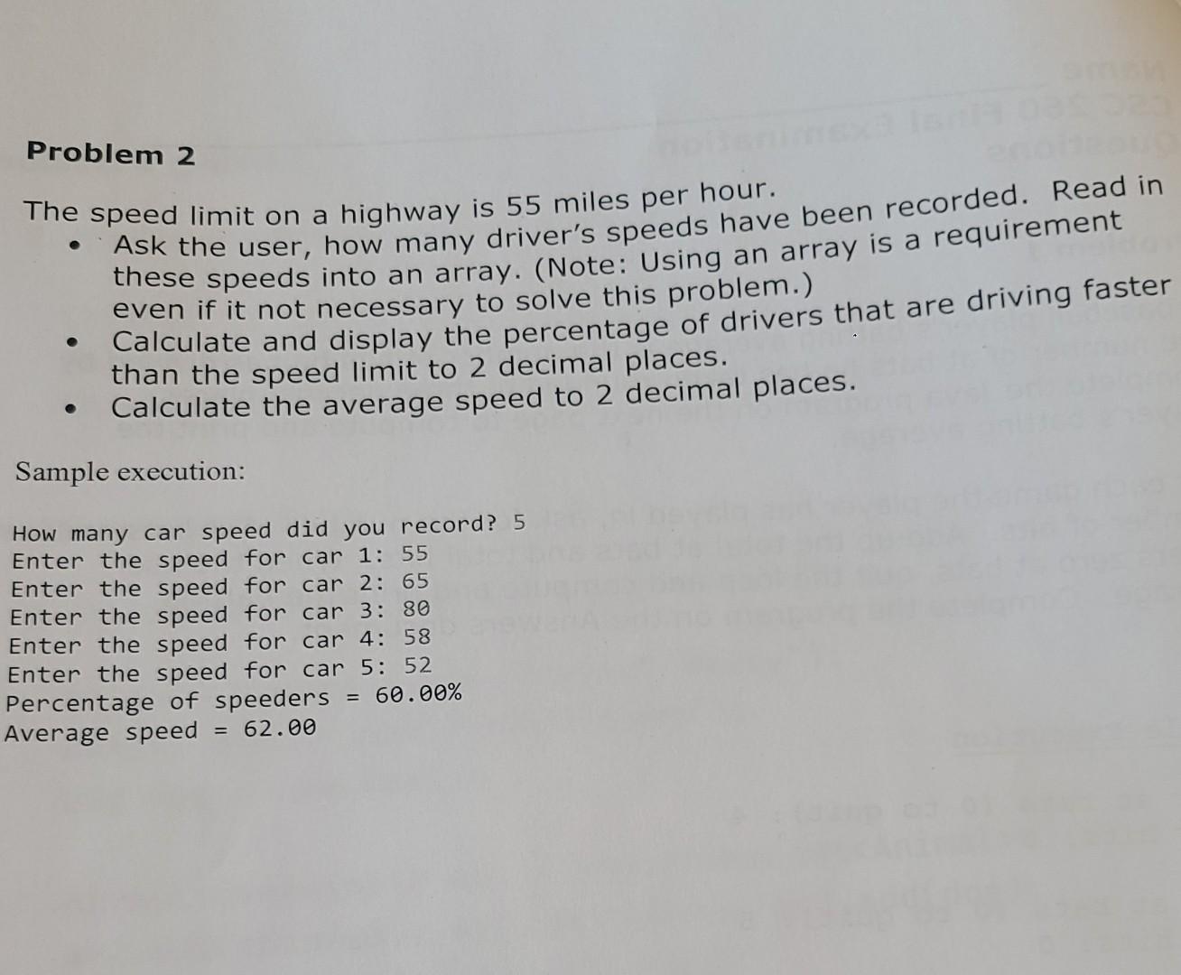 Solved Problem 2 The speed limit on a highway is 55 miles | Chegg.com
