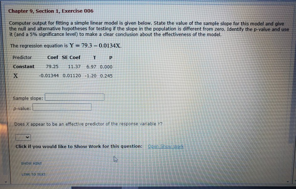 Solved Chapter 9, Section 1, Exercise 006 Computer output | Chegg.com