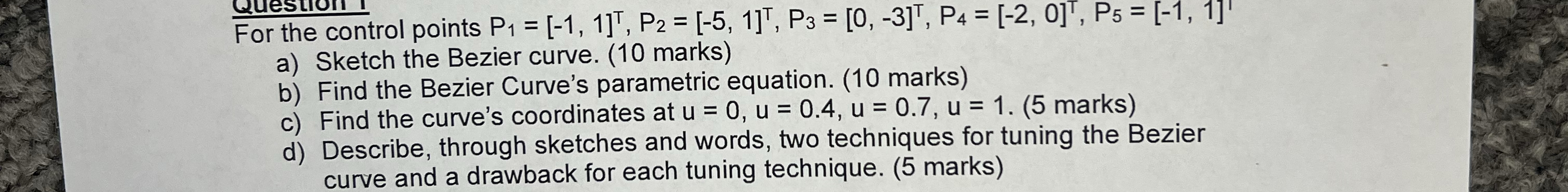 Solved For the control points | Chegg.com