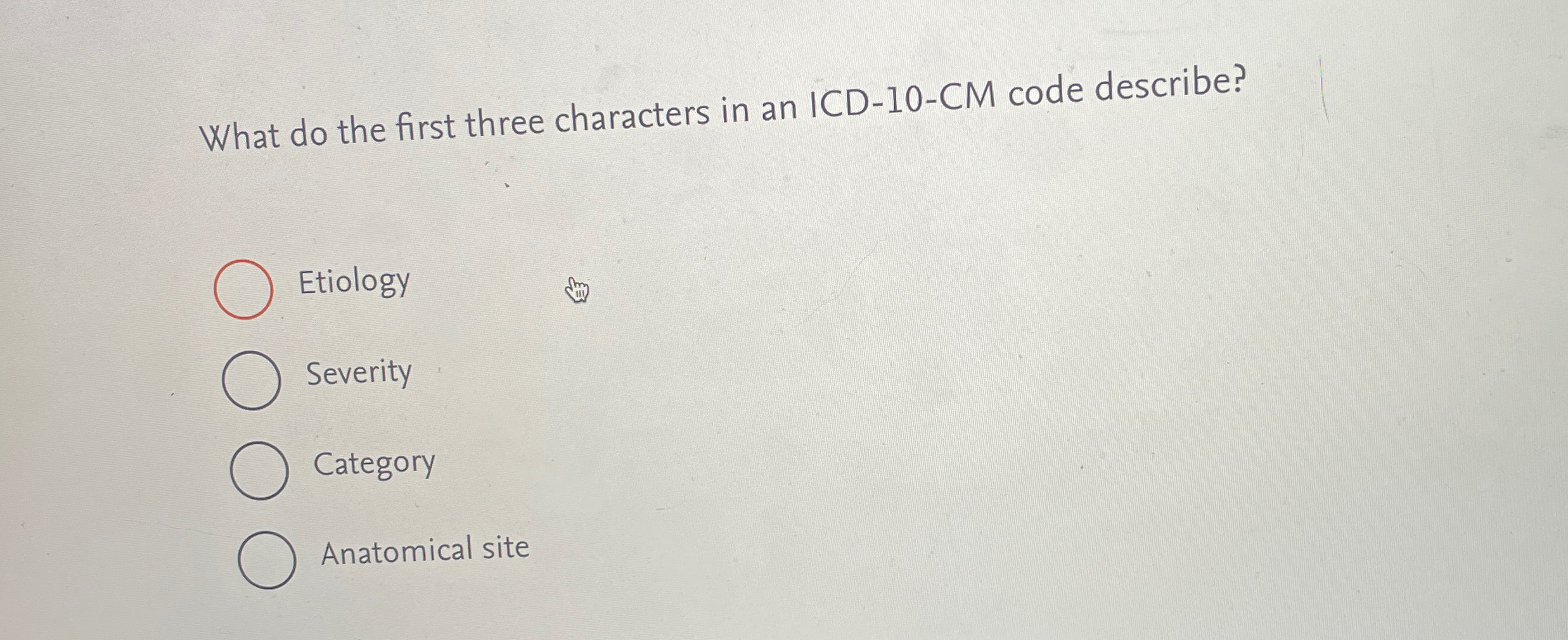 Solved What do the first three characters in an ICD-10-CM | Chegg.com