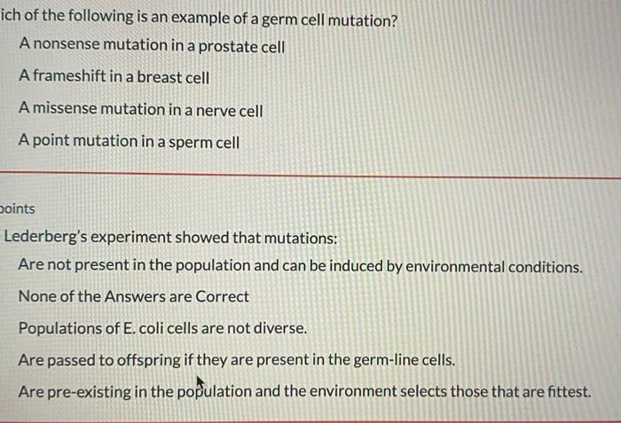Solved ich of the following is an example of a germ cell | Chegg.com
