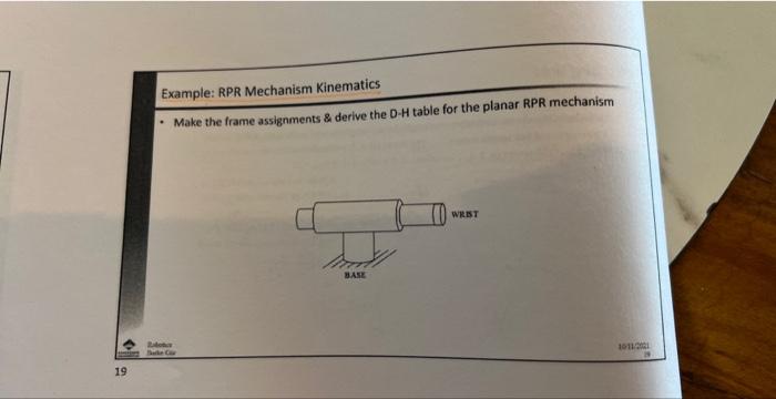 Solved Example: RPR Mechanism Kinematics - Make the frame | Chegg.com