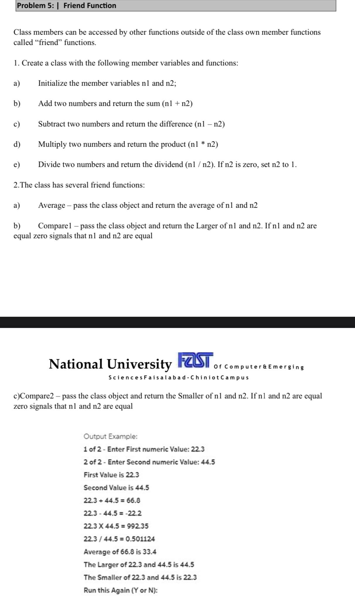 Solved Problem 5: | ﻿Friend Function(C++ ﻿dont use vecto r | Chegg.com