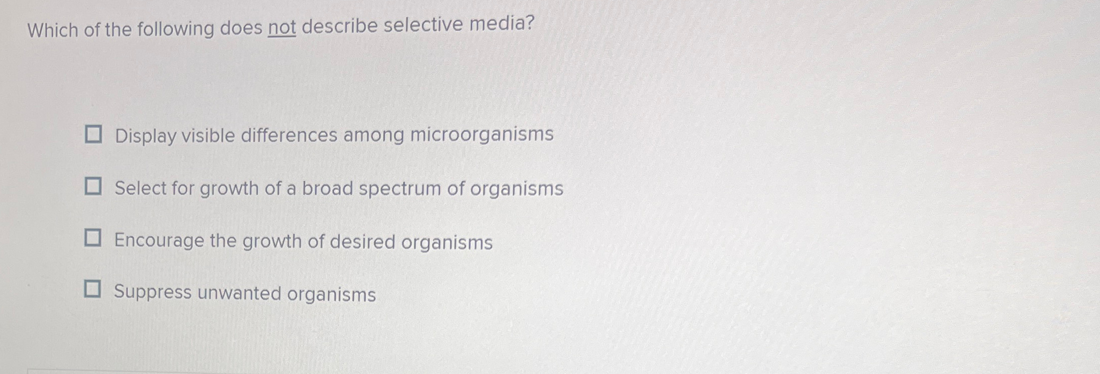 Solved Which of the following does not describe selective | Chegg.com