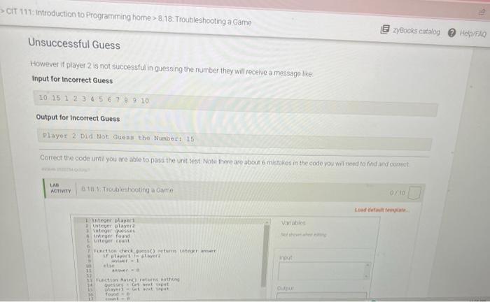 oks My library> CIT 111: Introduction to Programming | Chegg.com