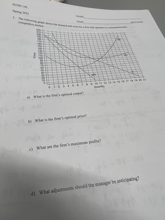 Solved competitive market. sin a) What is the firm's optimal | Chegg.com