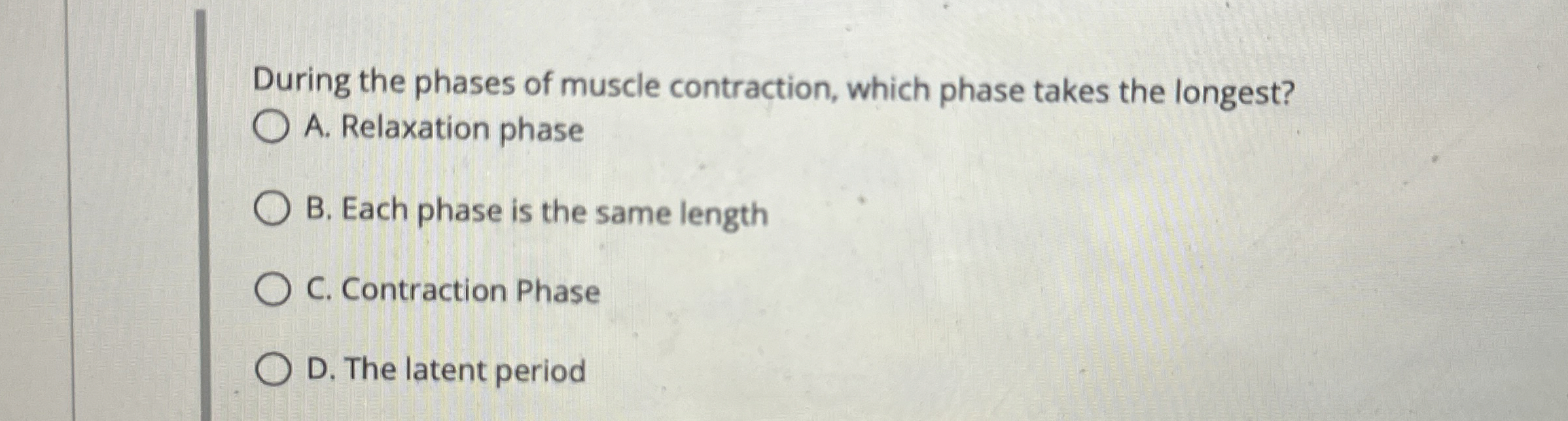 Solved During the phases of muscle contraction, which phase | Chegg.com