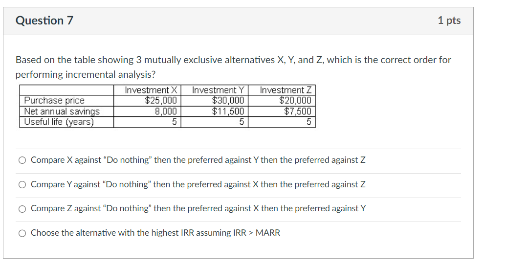 Solved Question 7Based on the table showing 3 ﻿mutually | Chegg.com