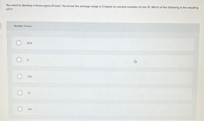 Solved You want to develop a three-sigma R-chart. You know | Chegg.com