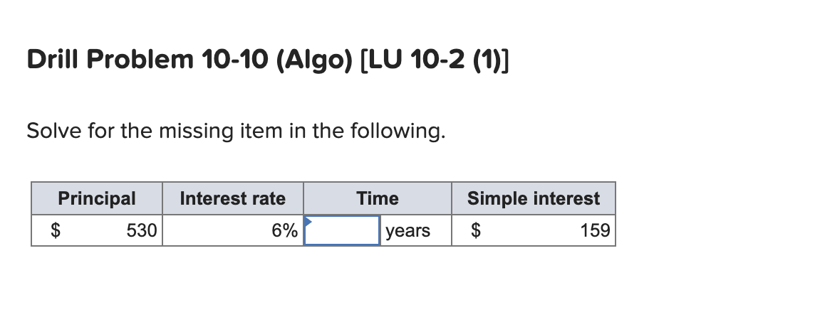 Solved Drill Problem 10-10 (Algo) [LU 10-2 (1)]Solve for the | Chegg.com
