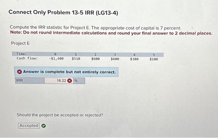 Solved Compute the IRR statistic for Project E. The | Chegg.com