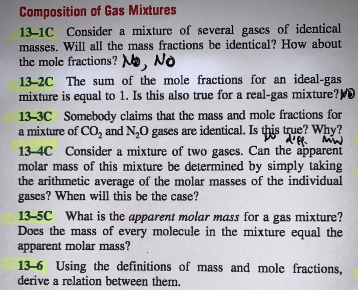 Solved Composition of Gas Mixtures 13-1C Consider a mixture | Chegg.com