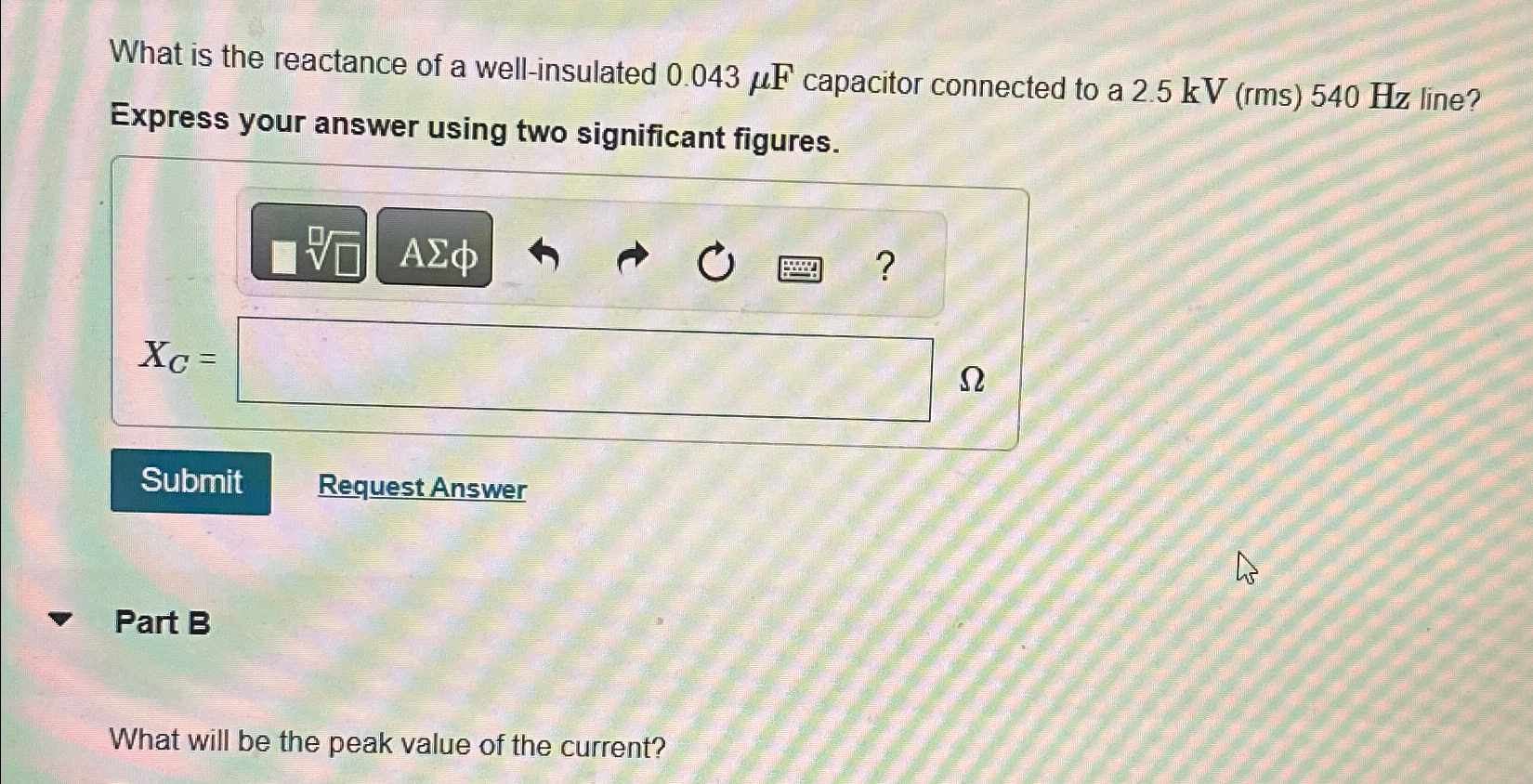 Solved What is the reactance of a well-insulated 0.043μF | Chegg.com