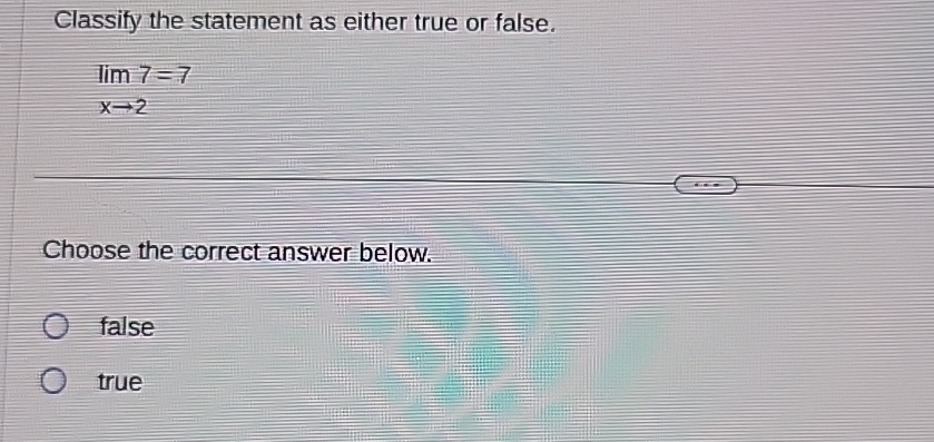 Solved Classify the statement as either true or | Chegg.com