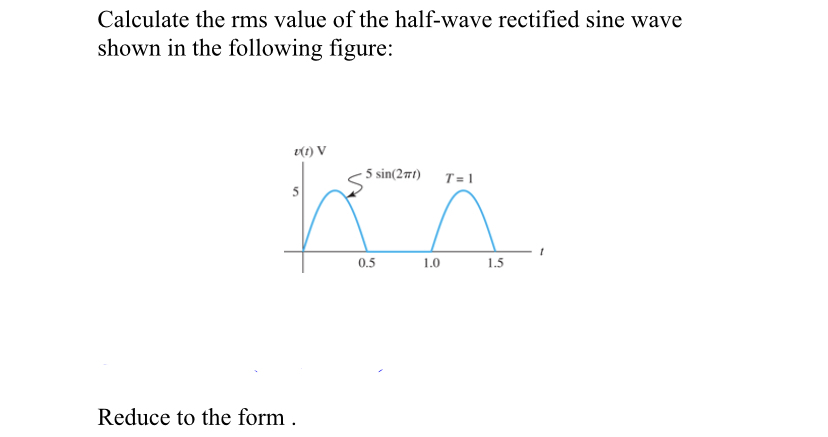 Solved Calculate the rms value of the half-wave rectified | Chegg.com