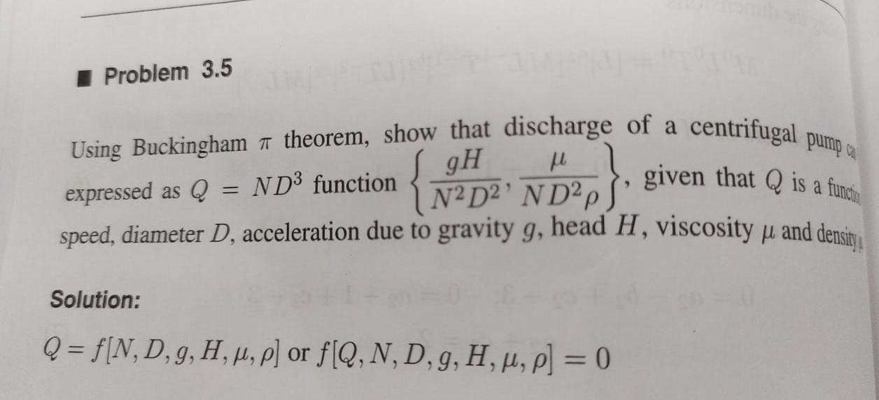Solved Using Buckingham π theorem, show that discharge of a | Chegg.com